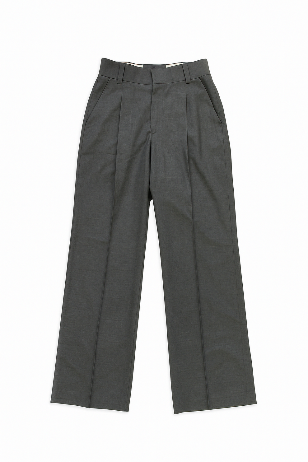 GRAY STRAIGHT FIT SINGLE PLEATED TROUSER – orignal